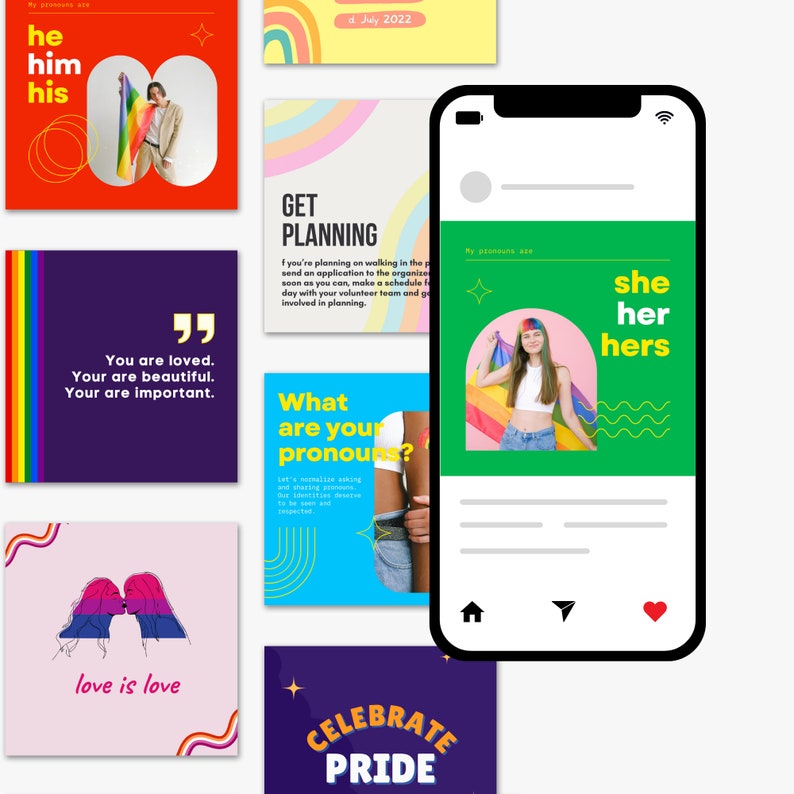 LGBT Pride Instagram Post Templates: Social Media Kit (canva) - Etsy
