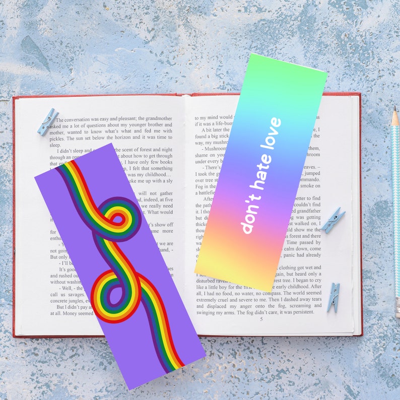 Pride Bookmark Printable, LGBTQIA+ Retro Rainbow Bookmark , Bookish ...