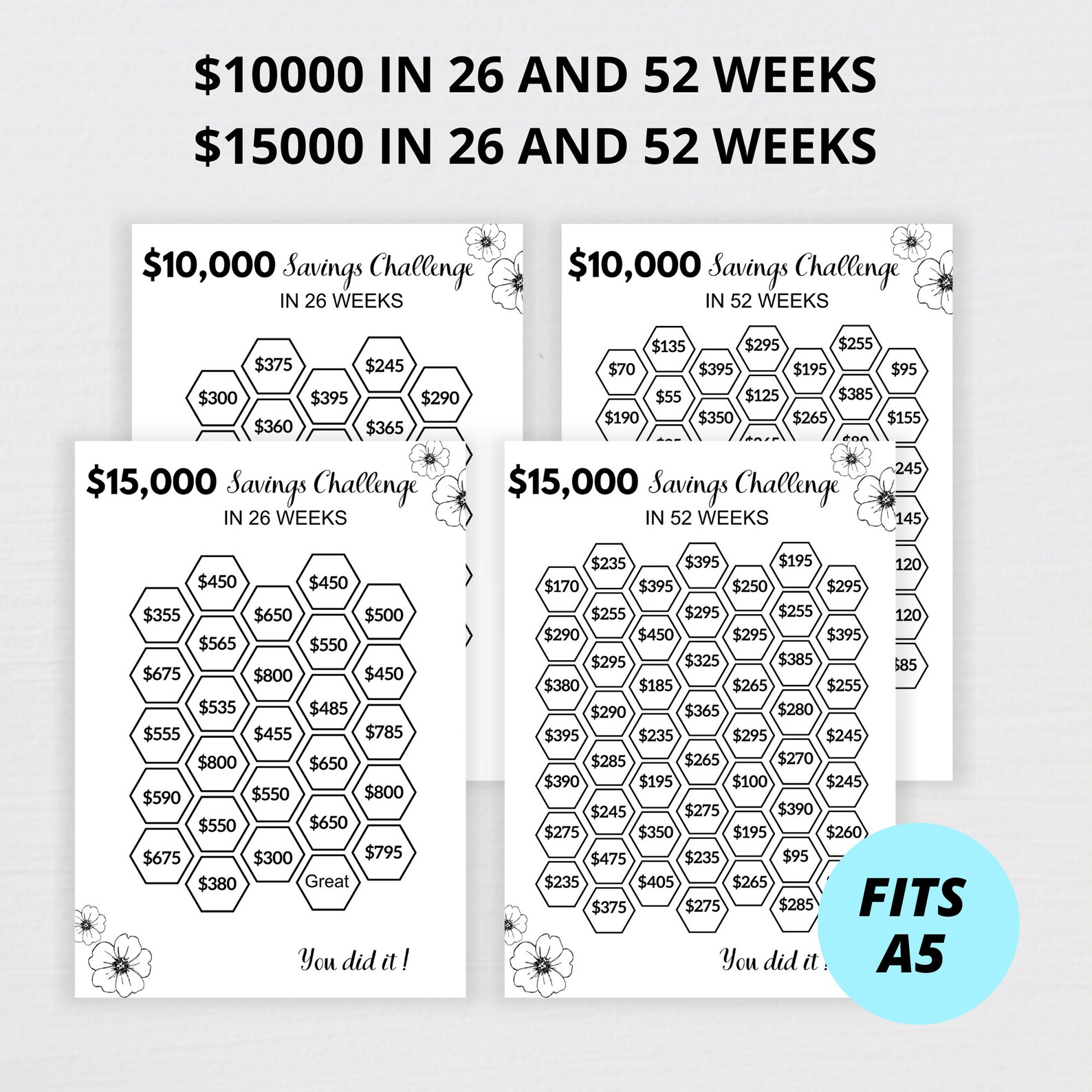 Mini Savings Challenge Printable, Savings Challenge Bundle A5 Savings ...