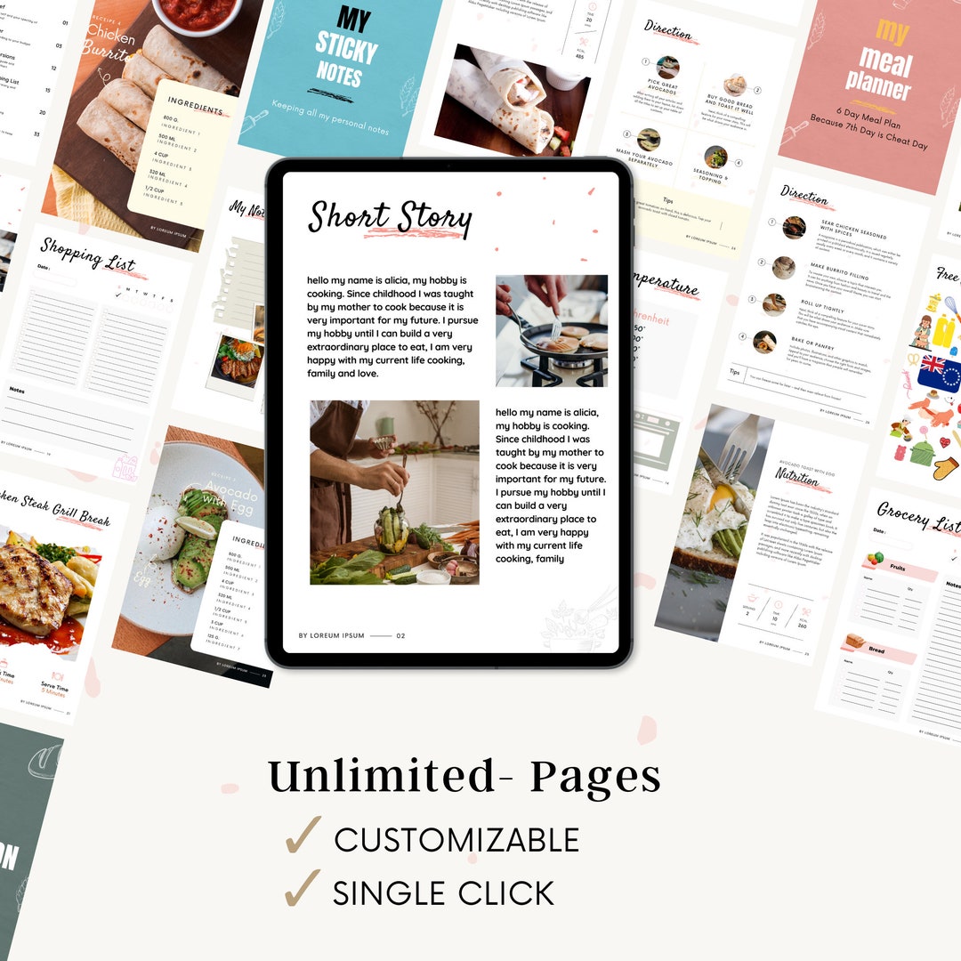 Digital Recipe Book for Goodnotes, Notability, Digital iPad Recipe ...