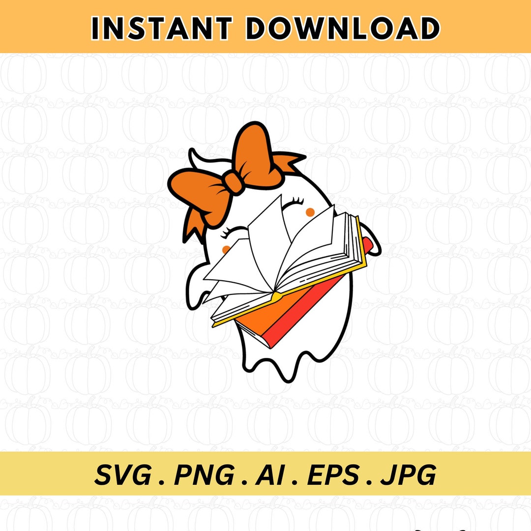 Cute Ghost Book SVG | Ghost Reading Books SVG | Book Lover SVG ...