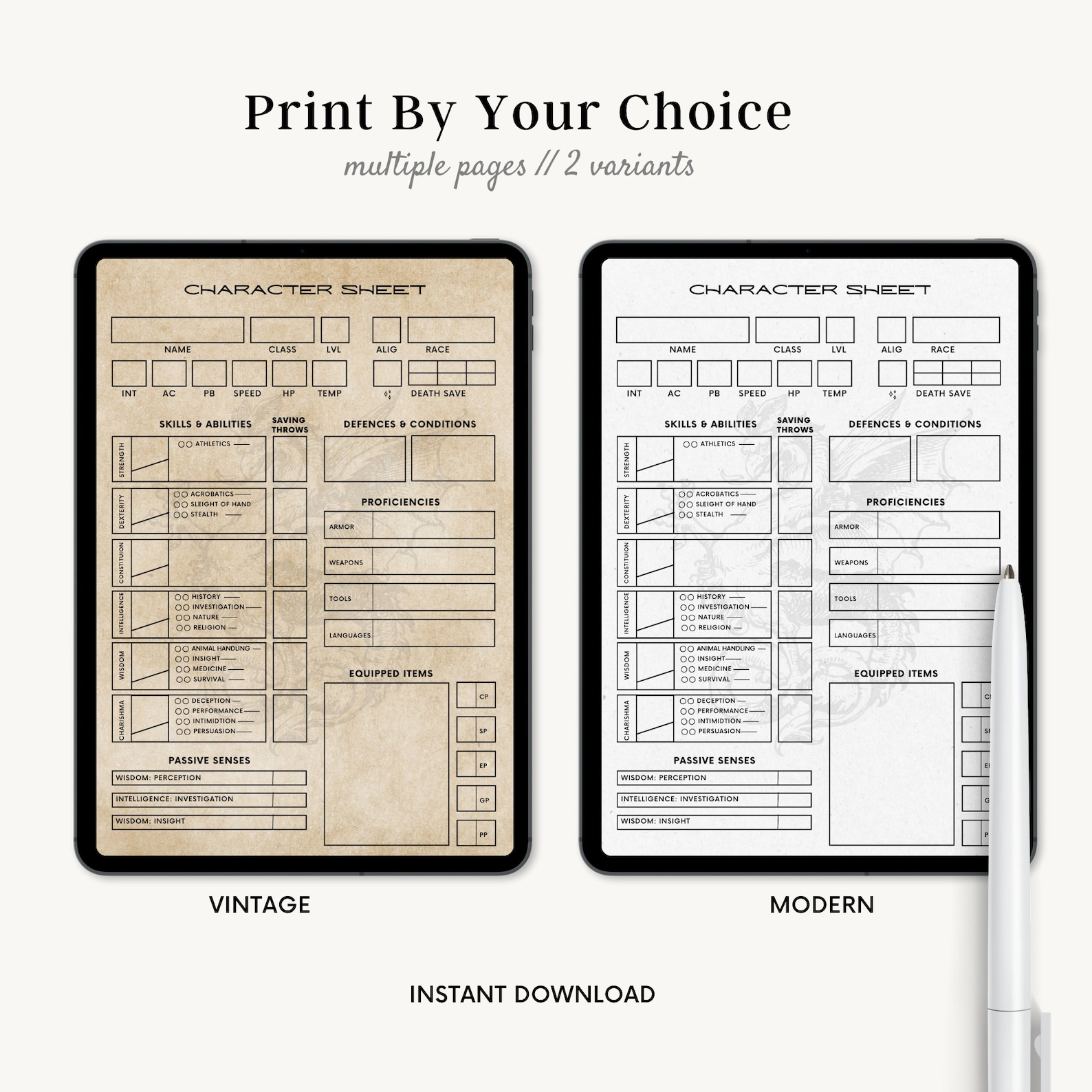 Printable Dnd Character Journal, Dnd Character Sheet With Spell Cards ...