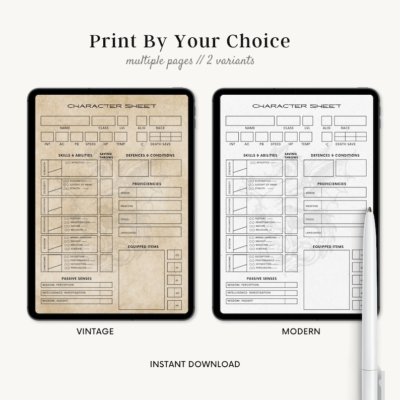Digital D&D Character Journal: Fillable Character Sheet (pdf/goodnotes ...
