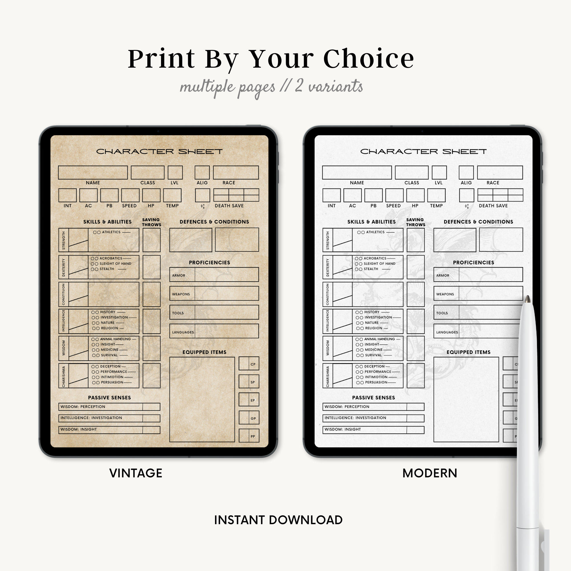 Digital D&D Character Journal: Fillable Character Sheet (pdf/goodnotes ...