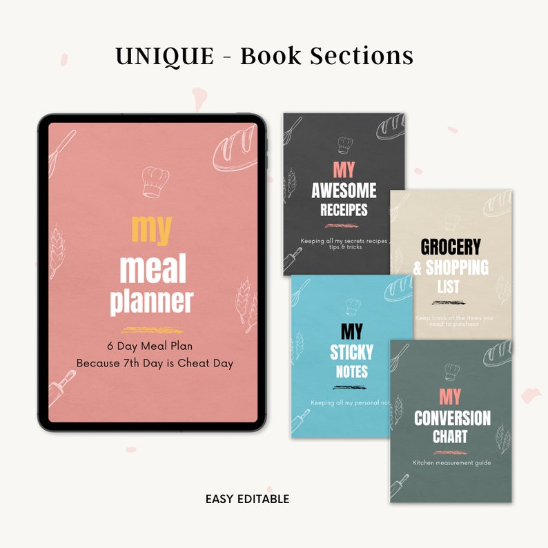 Editable Recipe Book Template: Digital Food Journal (8.5x11) (digital ...
