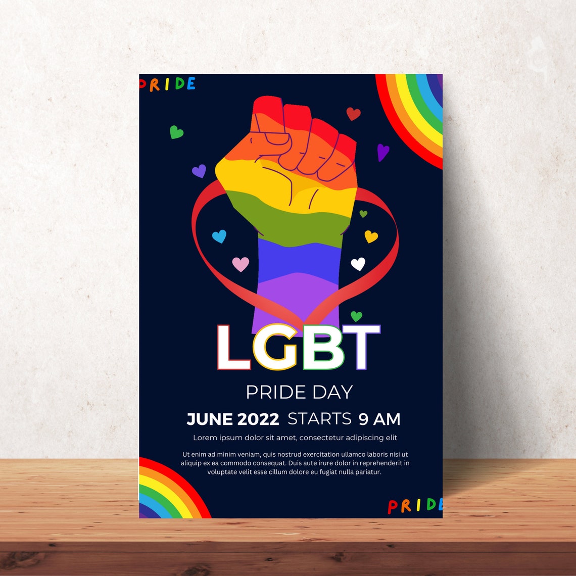 Editable Pride Party Flyer: Modern LGBT Invitation (A4, Digital ...