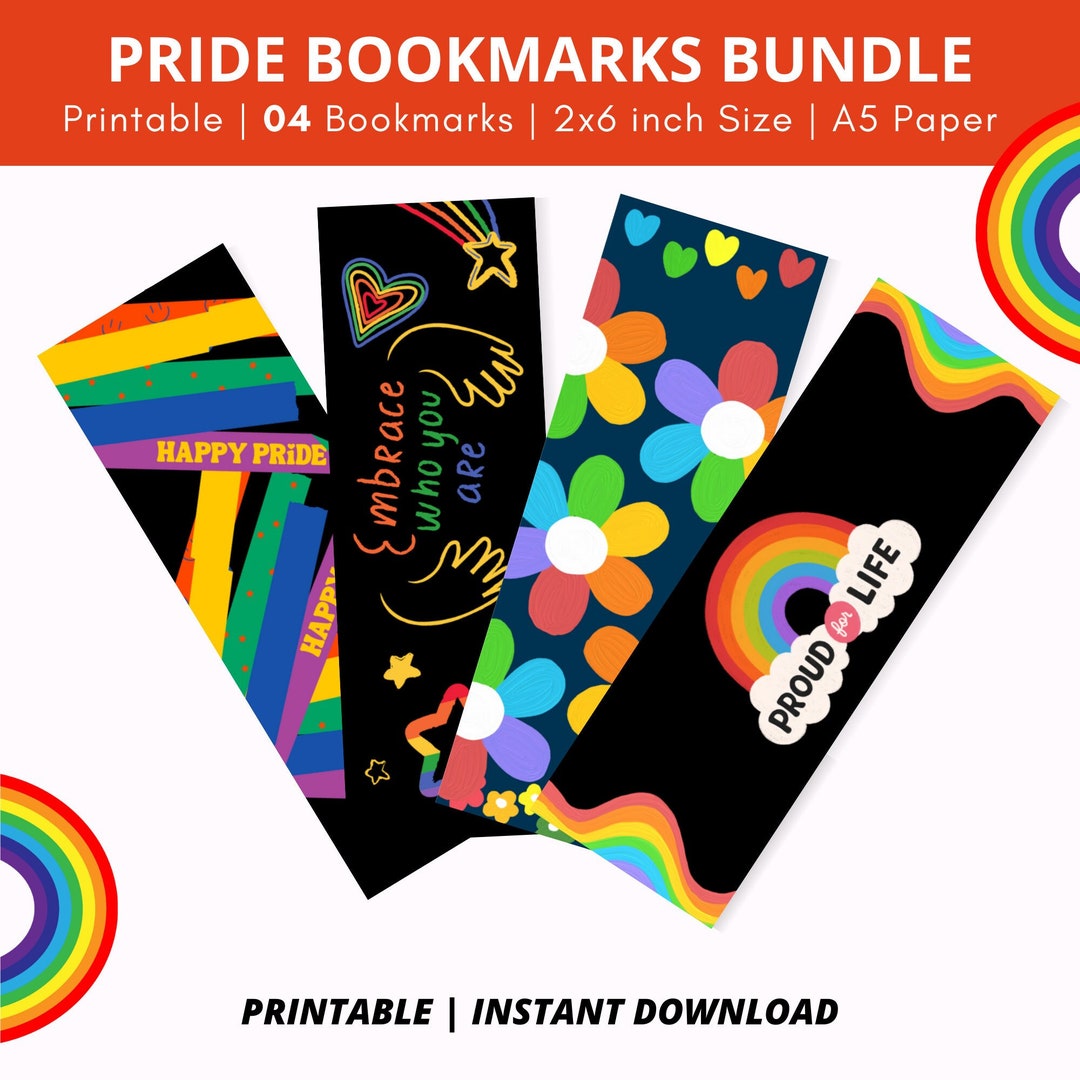 Pride Printable Bookmarks, LGBTQIA+ Retro Rainbow Bookmark , Bookish ...