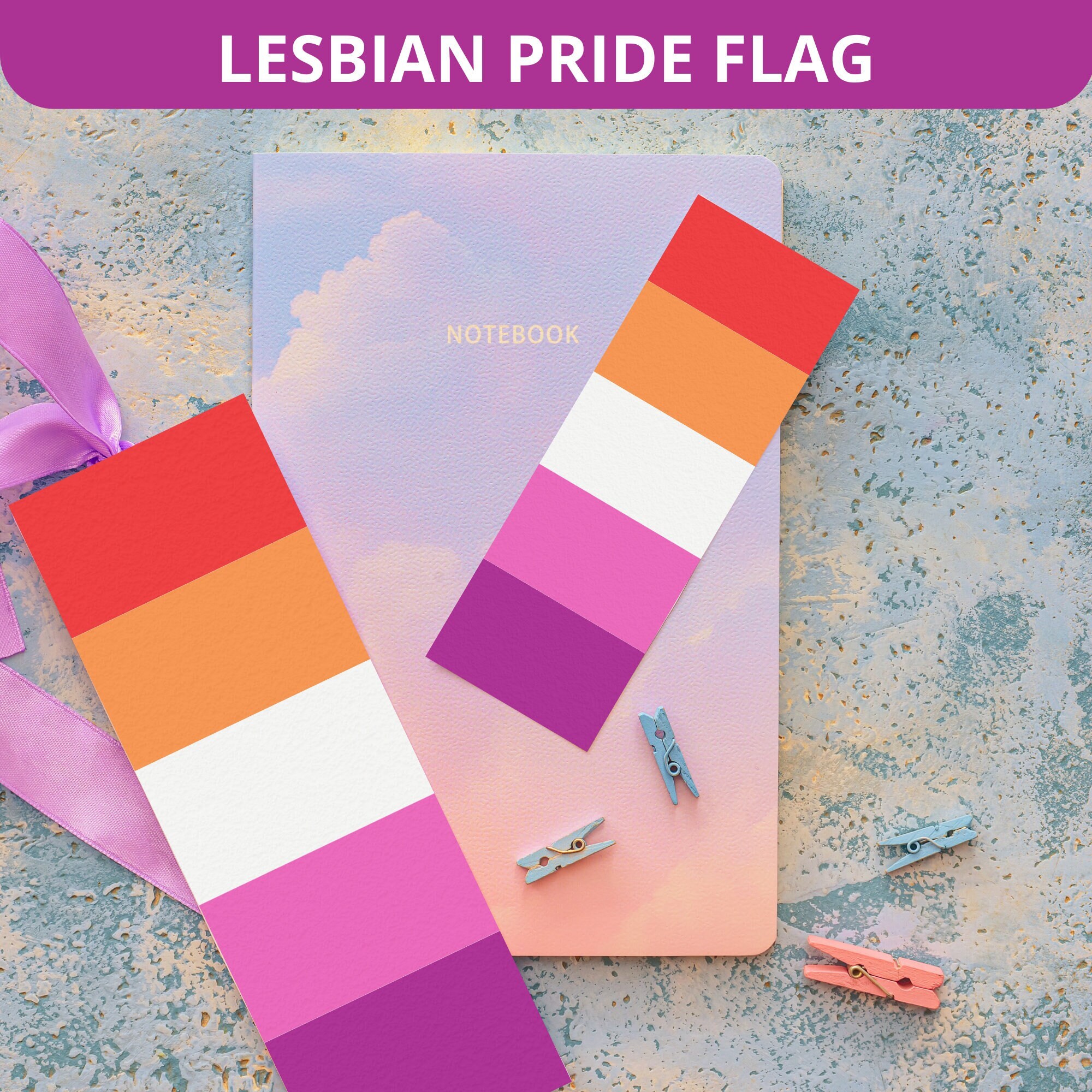Lesbian Pride Flag Bookmark , Pure Paper Texture, Bookish Bookmarks ...