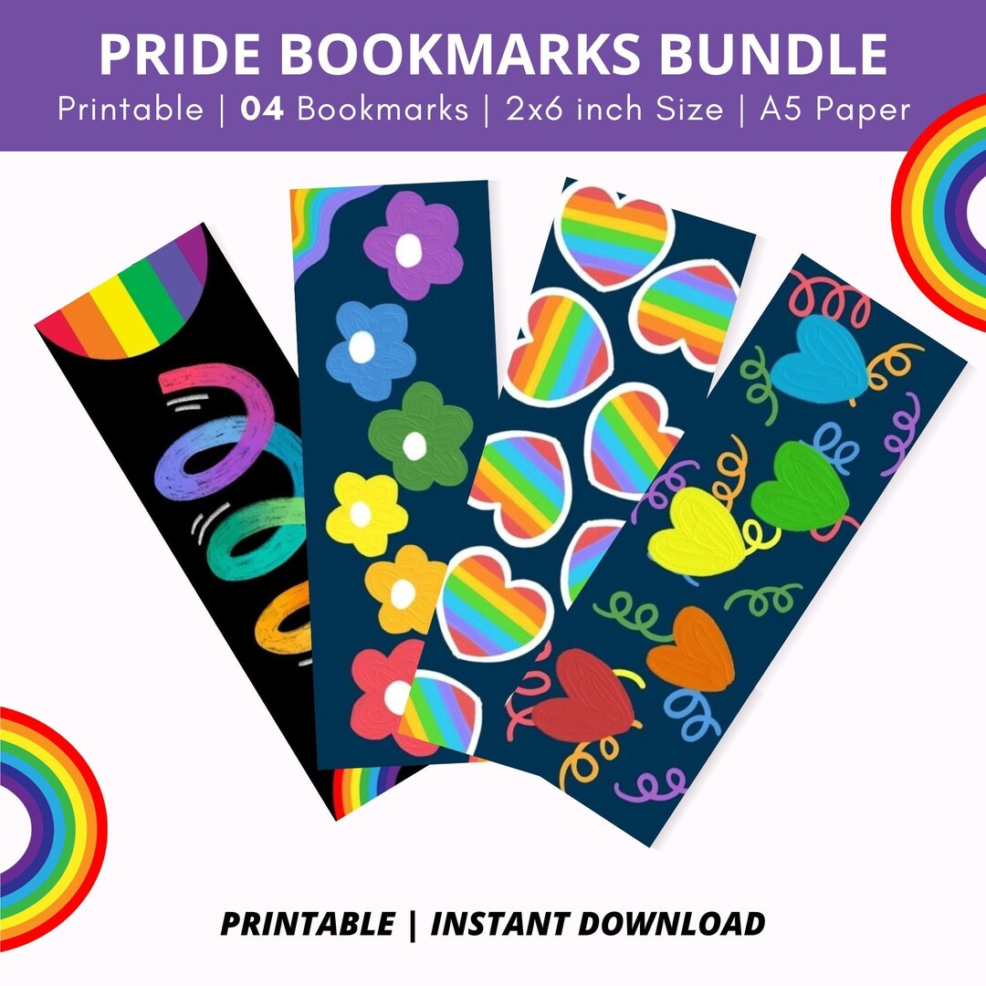 Pride Bookmark Printable, LGBTQ Bookmark Digital, Bookish Bookmarks ...