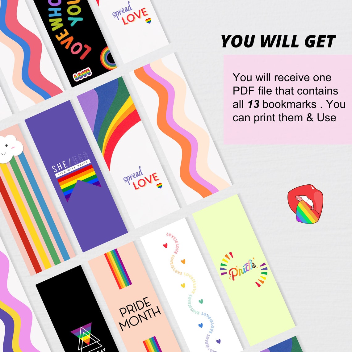 Pride Bookmark Printable, LGBTQIA Retro Rainbow Bookmark , Bookish ...