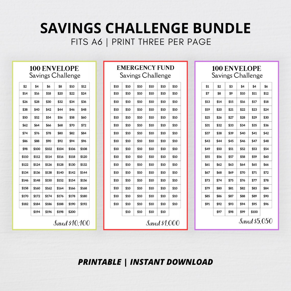 Mini Savings Challenge Printable, Savings Challenge Bundle A6 Savings ...