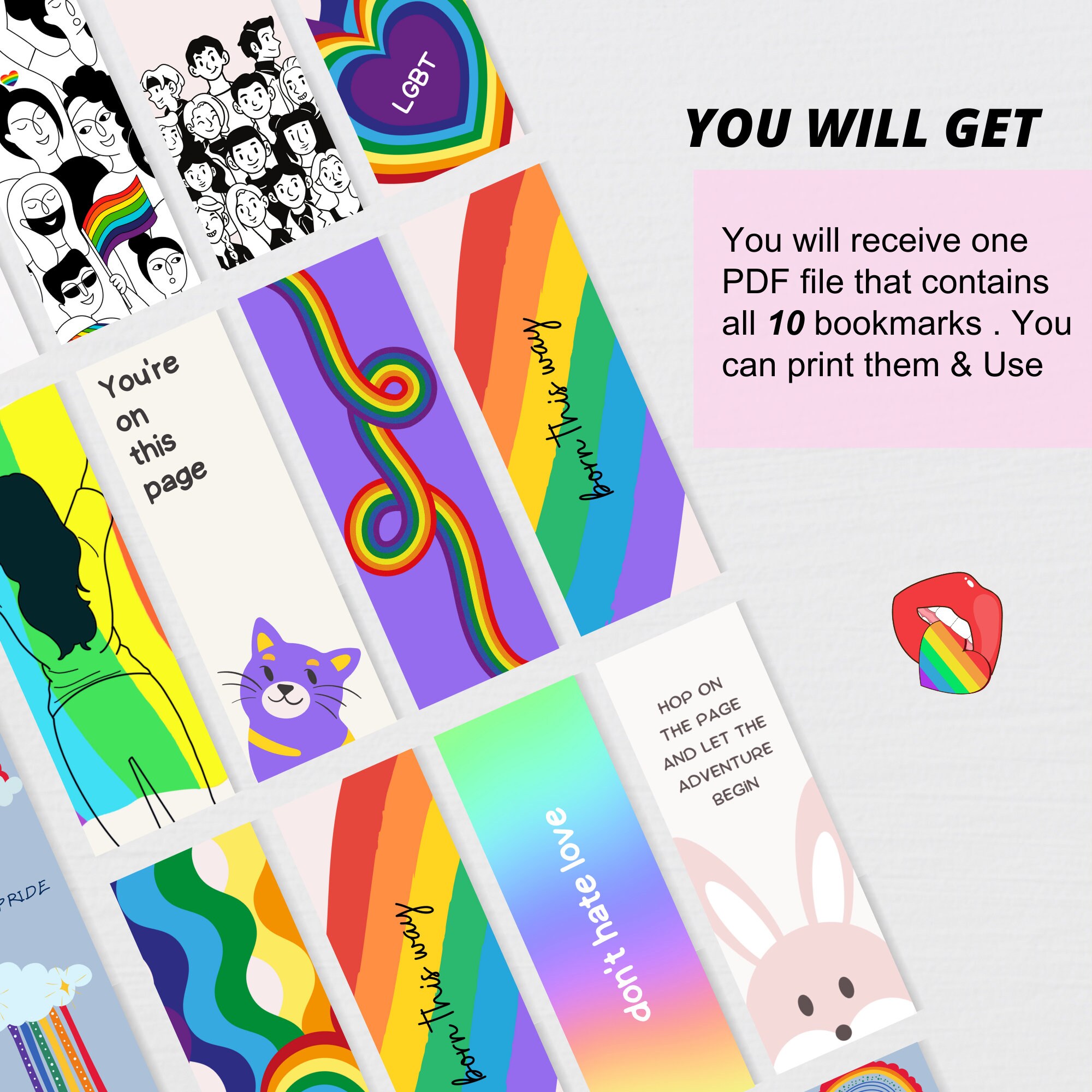 Pride Bookmark Printable, LGBTQIA+ Retro Rainbow Bookmark , Bookish ...