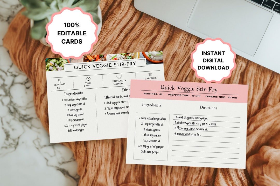 EDITABLE Recipe Card Template, Recipe Request Card , Recipe Cards ...