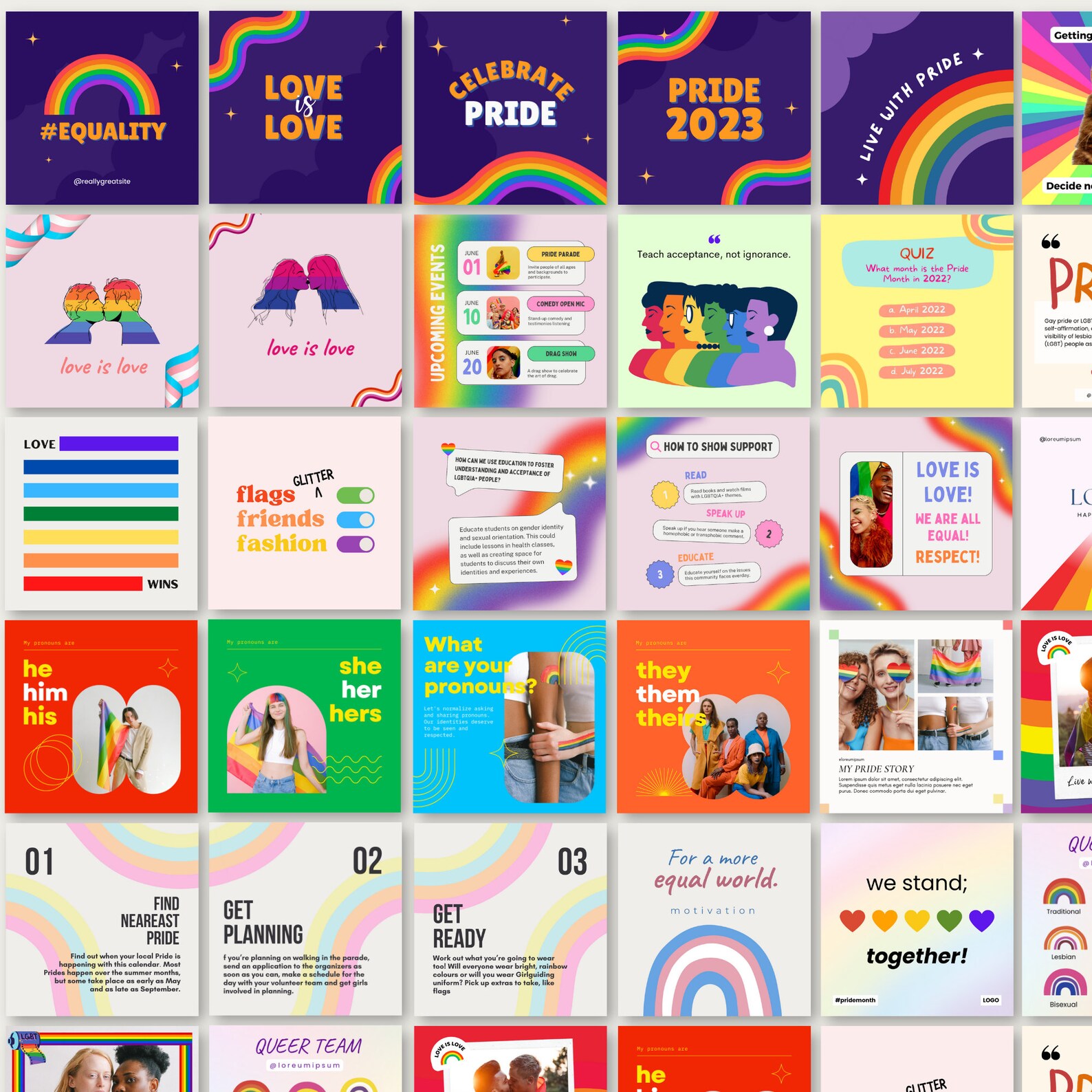 LGBT Pride Instagram Post Templates: Social Media Kit (canva) - Etsy