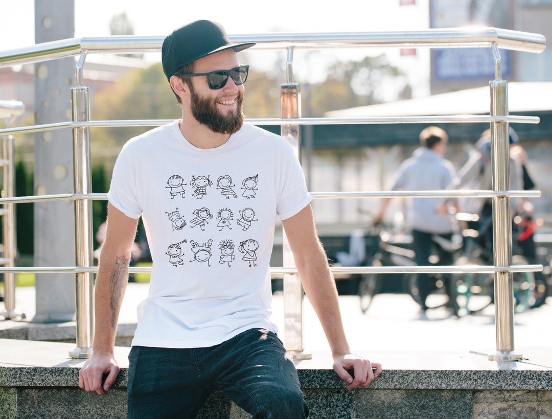 Hand-drawn Stick Figure T-shirt, Custom Stick Figure Artwork, Creative ...