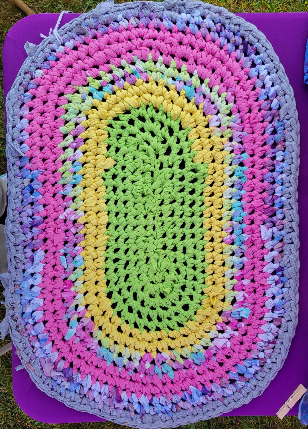 Crocheted Oval Rag Rug Recycled Hand-cut & Tie-dyed T-shirt Yarn - Etsy