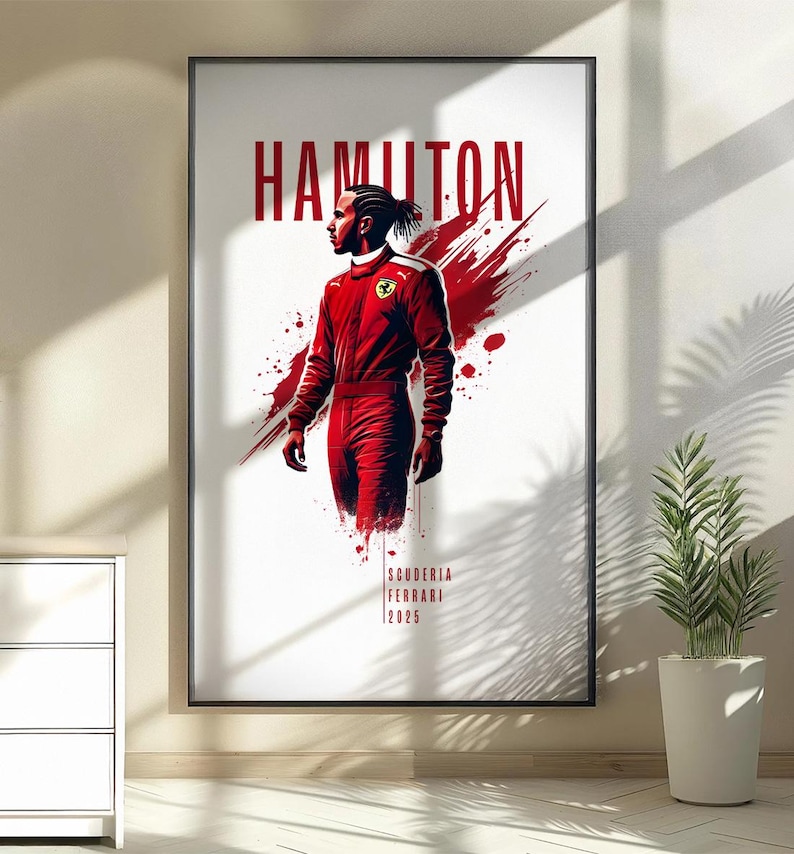 F1 Driver Lewis Hamilton in Red - Formula 1 Scuderia Ferrari 2025 ...
