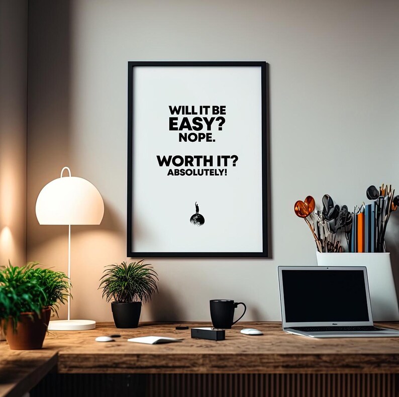 Dream Big, Work Hard - Inspirational Quote, Office Wall Art ...