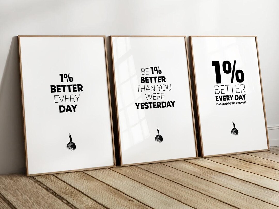 1% Better Every Day - Set of 3 Posters - Inspirational, Motivational ...