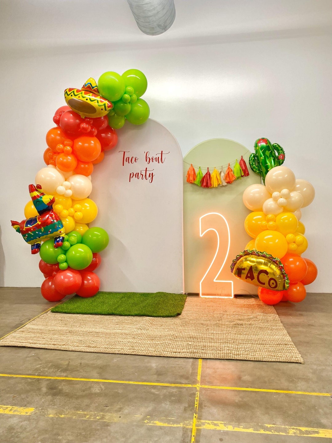 Taco Twosday DIY Balloon Arch Garland Kit | Red Orange Blush Lime Green ...
