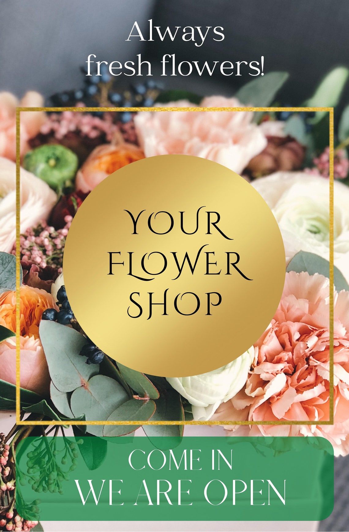 Flower Shop Banner - We ARE OPEN - for Your Own Digital Print! - Etsy