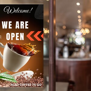 Coffee - WE ARE OPEN - Advertising Banner/poster / Display, for Your ...