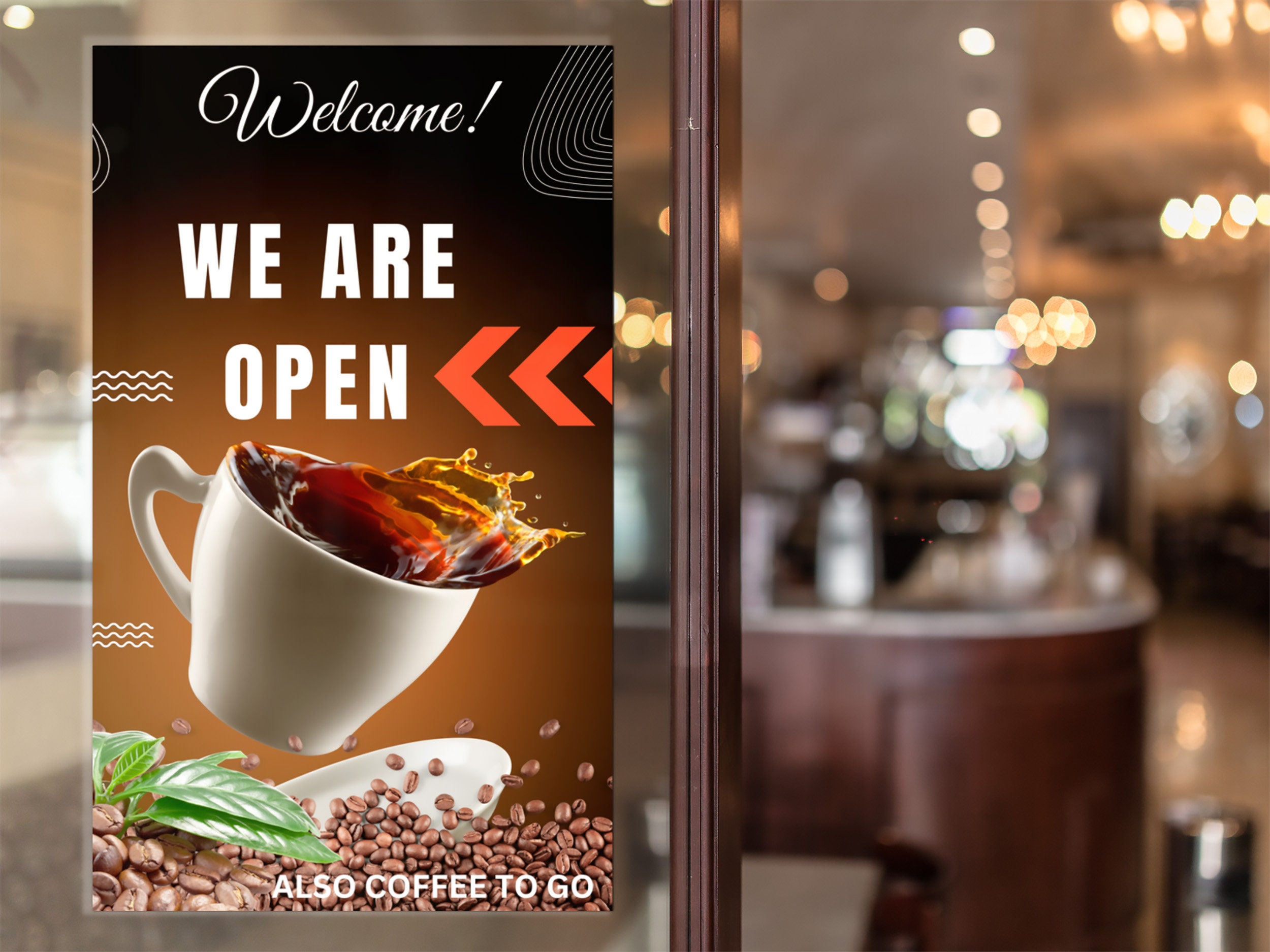 Coffee - WE ARE OPEN - Advertising Banner/poster / Display, for Your ...
