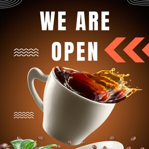Coffee - WE ARE OPEN - Advertising Banner/poster / Display, for Your ...