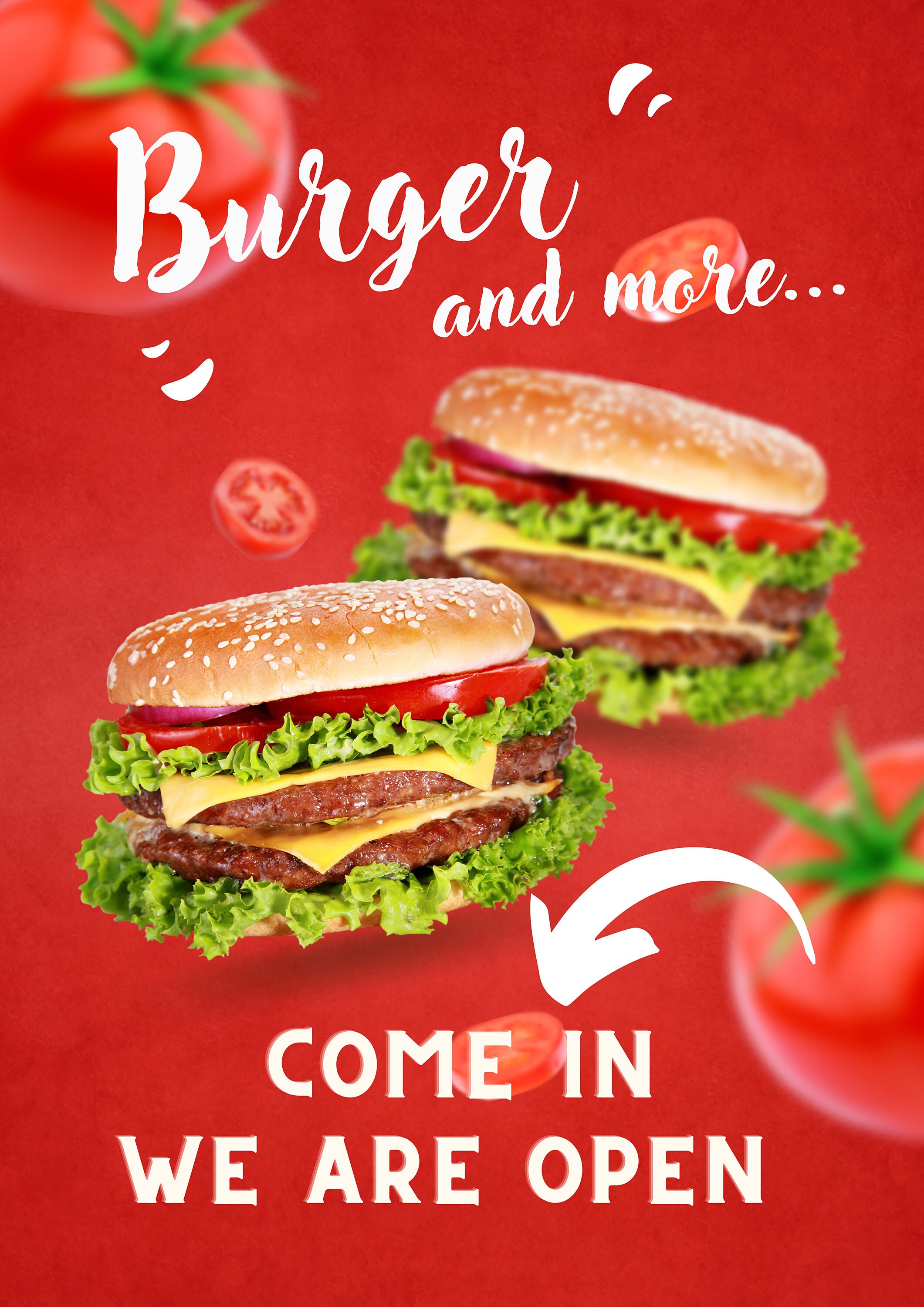 Advertising Poster/banner - Burger and More... / Come In-we Are Open ...