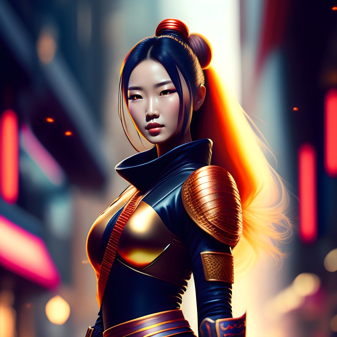 Colorful Samurai Girl Art - Unique Wall Decor - Download / for Your Own ...