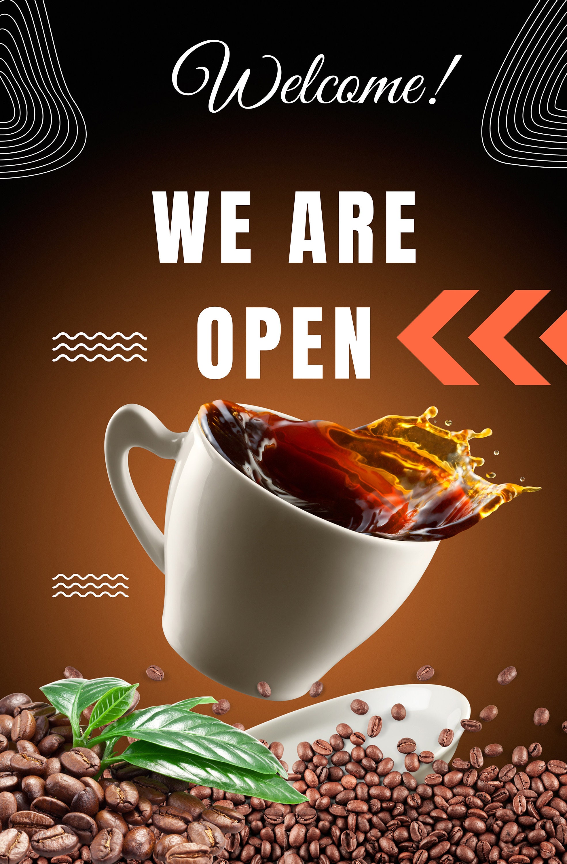 Coffee - WE ARE OPEN - Advertising Banner/poster / Display, for Your ...