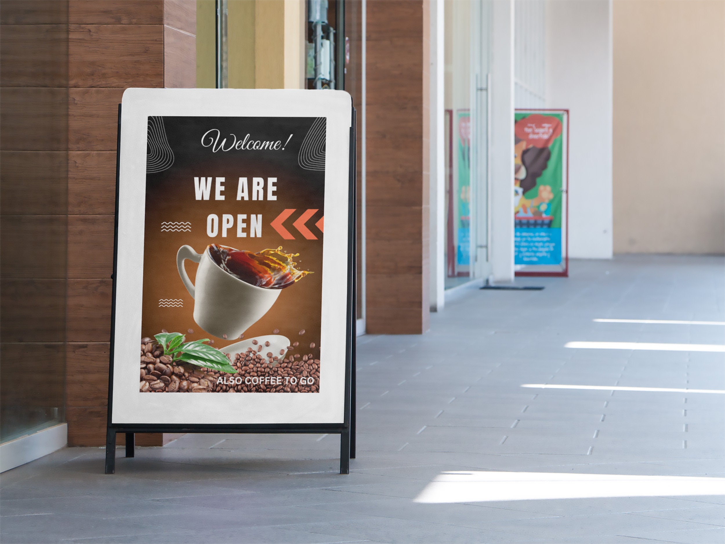 Coffee - WE ARE OPEN - Advertising Banner/poster / Display, for Your ...