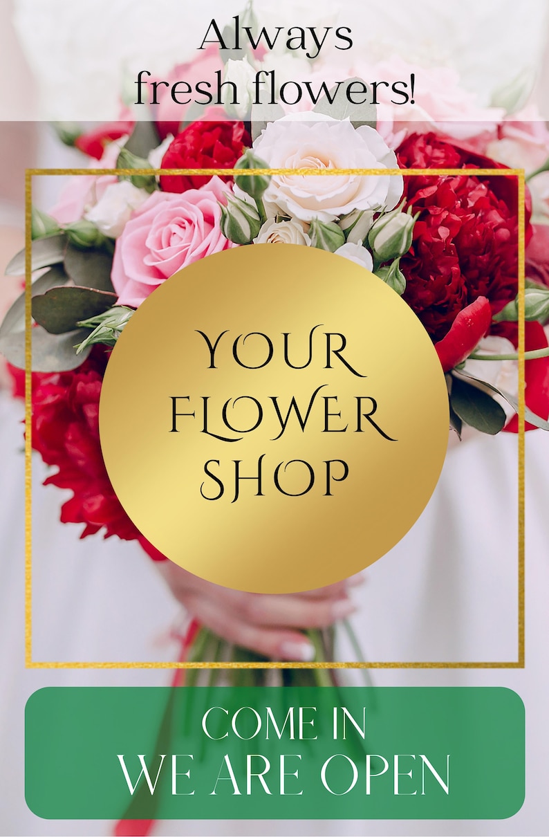 Flower Shop Banner - We ARE OPEN - for Your Own Digital Print! - Etsy
