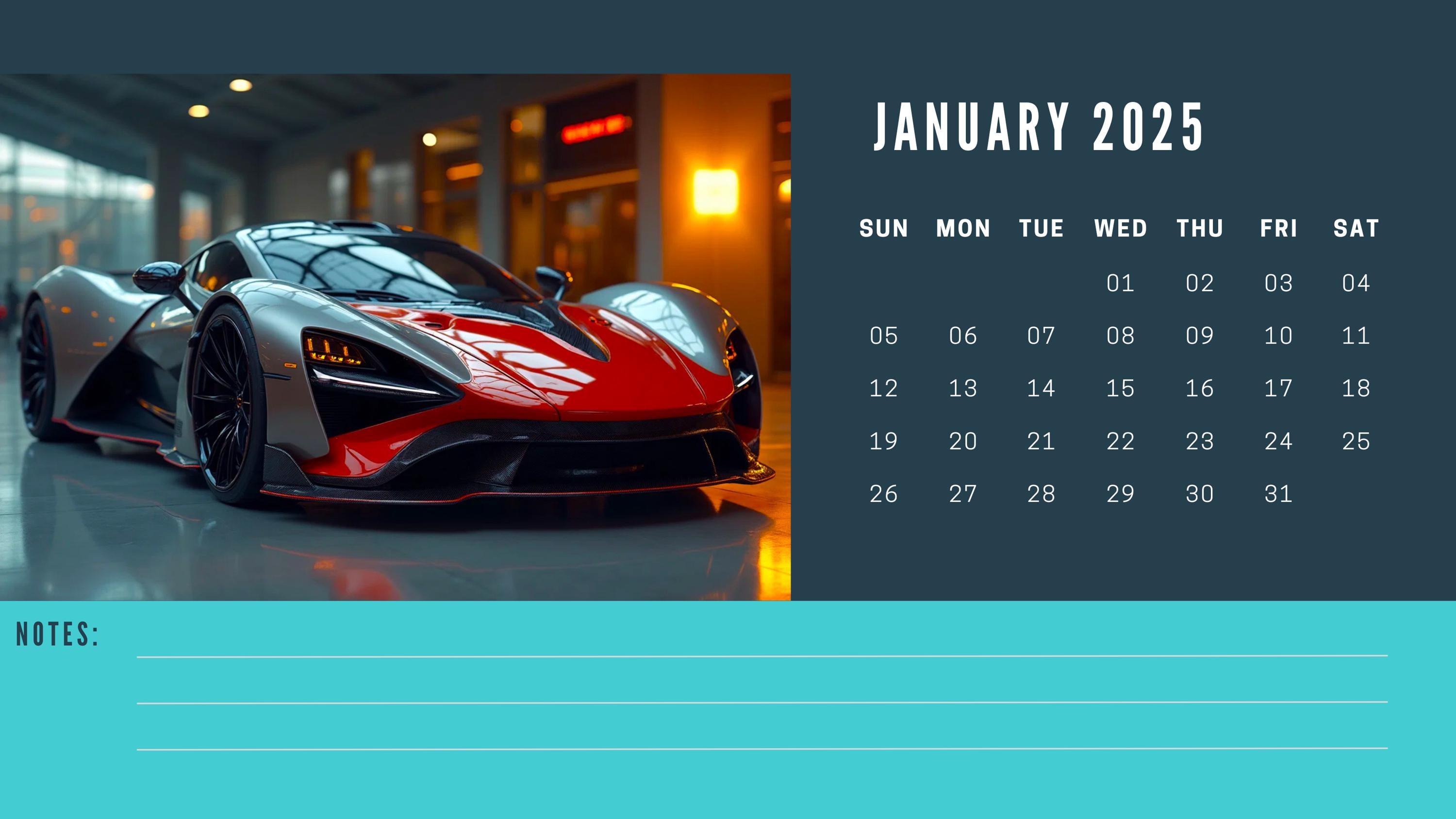 Sports Car Calendar 2025 - Cool and for Car Lovers - Etsy