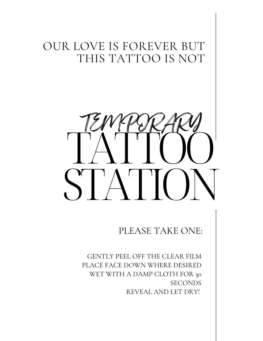 Temporary Tattoo Station Signage - Etsy