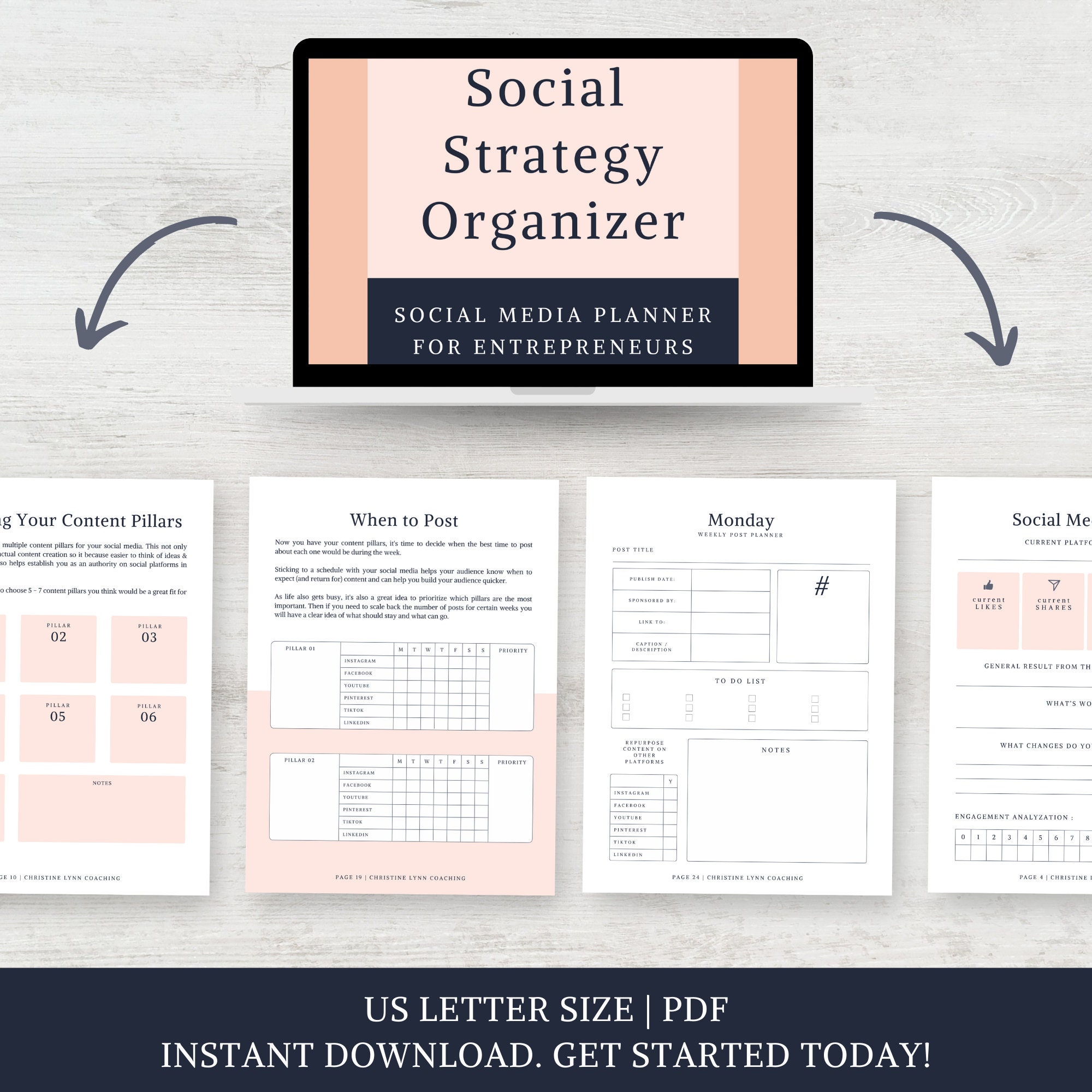 Simple Social Media Planner Printable for Instagram, Facebook, Tiktok ...