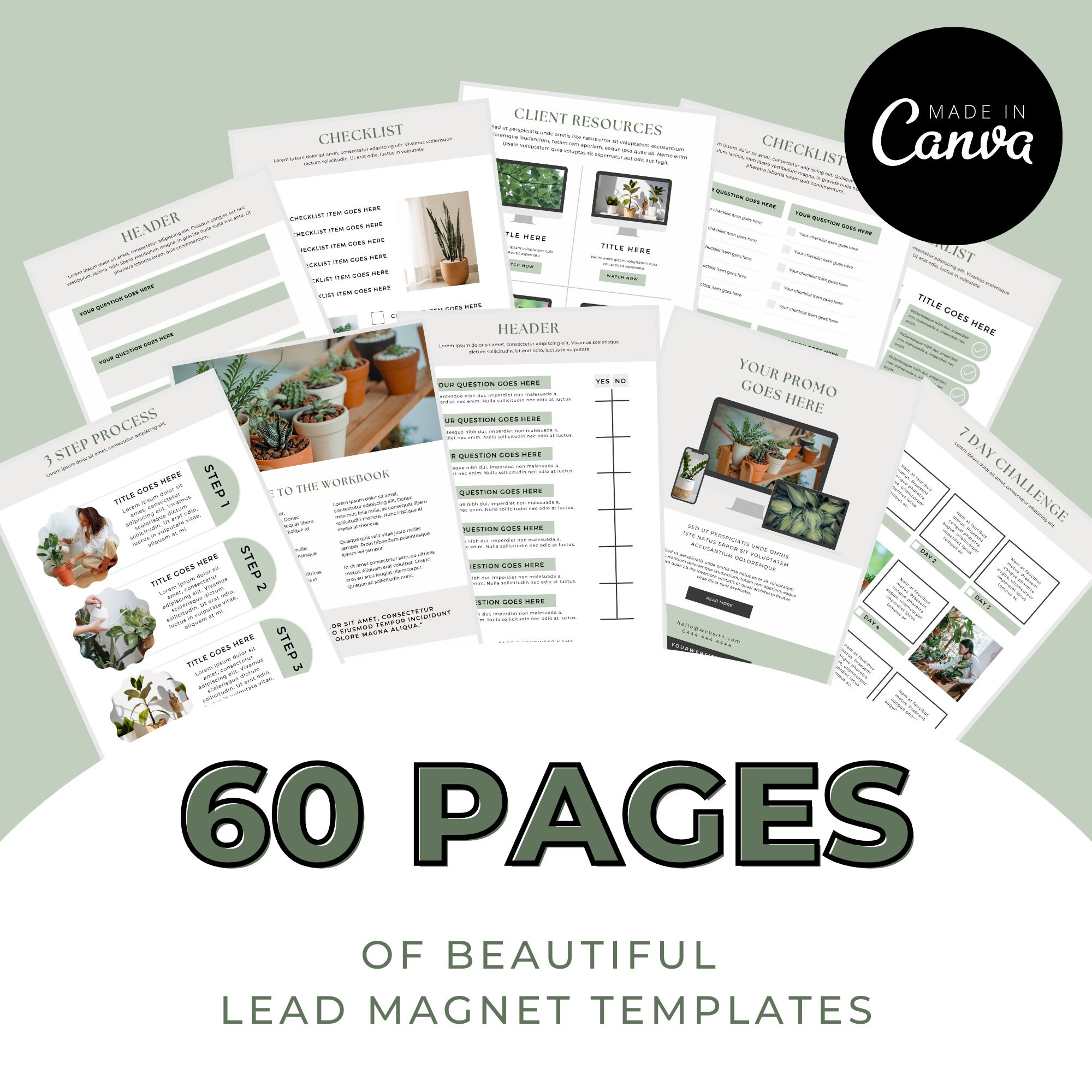 Editable Canva Lead Magnet Template Set for PDF Workbook, Ebook ...