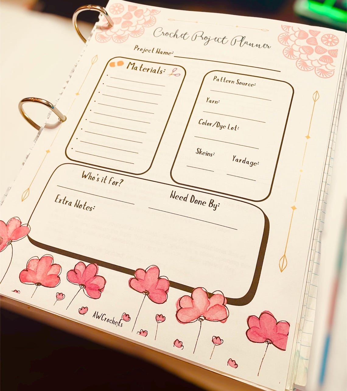 Printable Crochet Project Planner & Binder Cover - Etsy