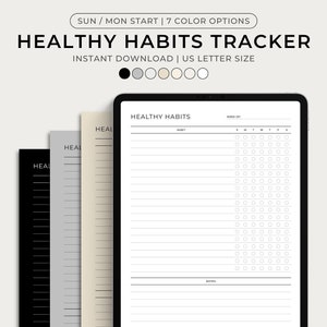 Healthy Habits Tracker, Printable, Minimal, Weekly Habit Tracker ...