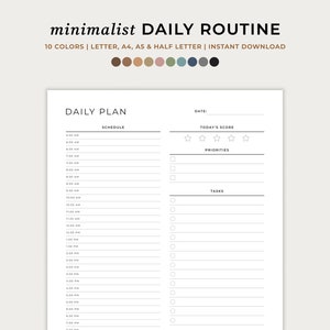 Minimalist Daily Routine, Daily Printable 8.5x11 Planner Daily Grind ...