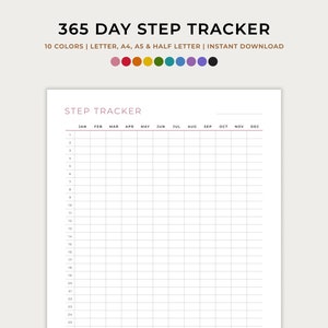 365 Day Step Tracker, Daily Step Record, Yearly Walking Log, Exercise ...