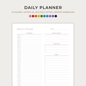 Daily Planner, Daily Printable 8.5x11 Planner Daily Grind Planner ...