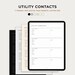 Utility Contacts Printable Template for Home, Business, Service ...
