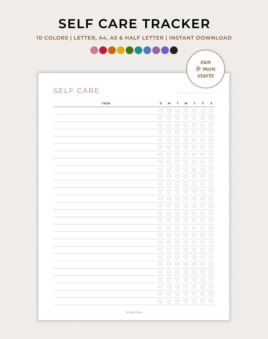 Self Care Tracker, Printable, Daily Self Care Checklist, Routine ...
