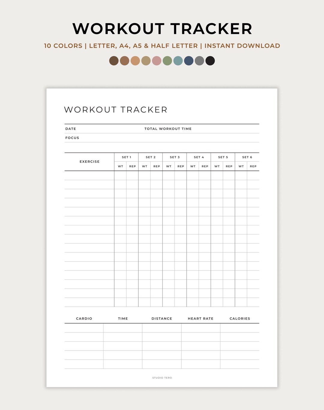 Workout Tracker, Daily Exercise Planner, Fitness Journal, Workout ...