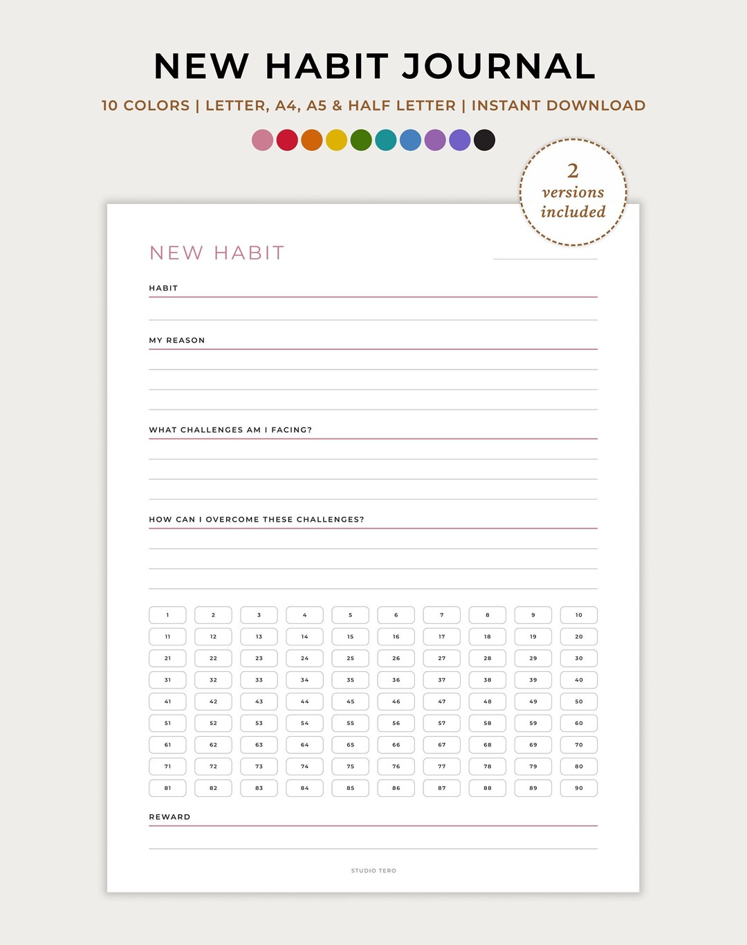 New Habit Journal, New Routine Tracker, Build a New Habit Forming, 90 ...