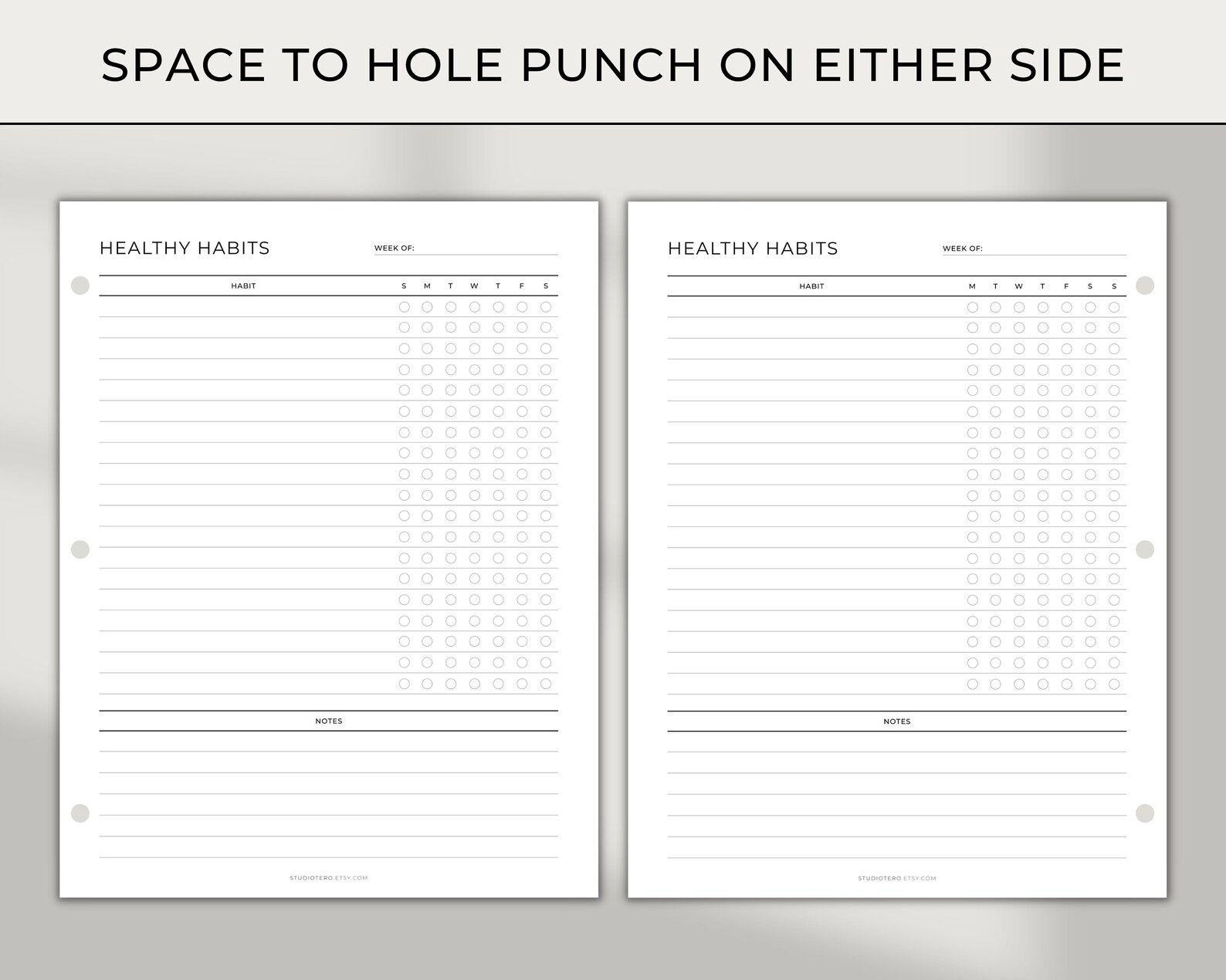 Healthy Habits Tracker, Printable, Minimal, Weekly Habit Tracker ...