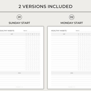 Healthy Habits Tracker, Printable, Minimal, Weekly Habit Tracker ...