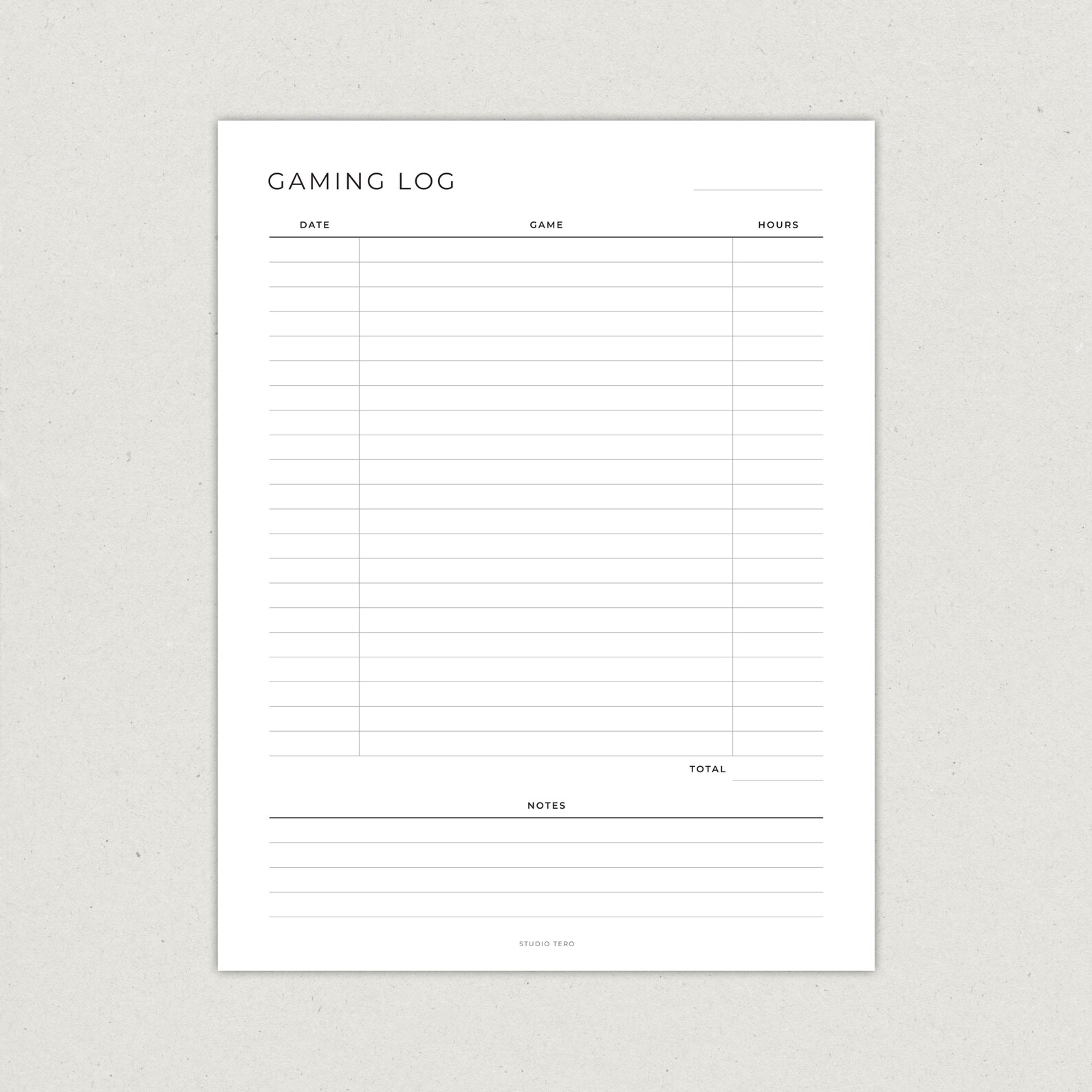 Gaming Hours Log, Gaming Log, Video Game Tracker, Video Game Hours Log ...