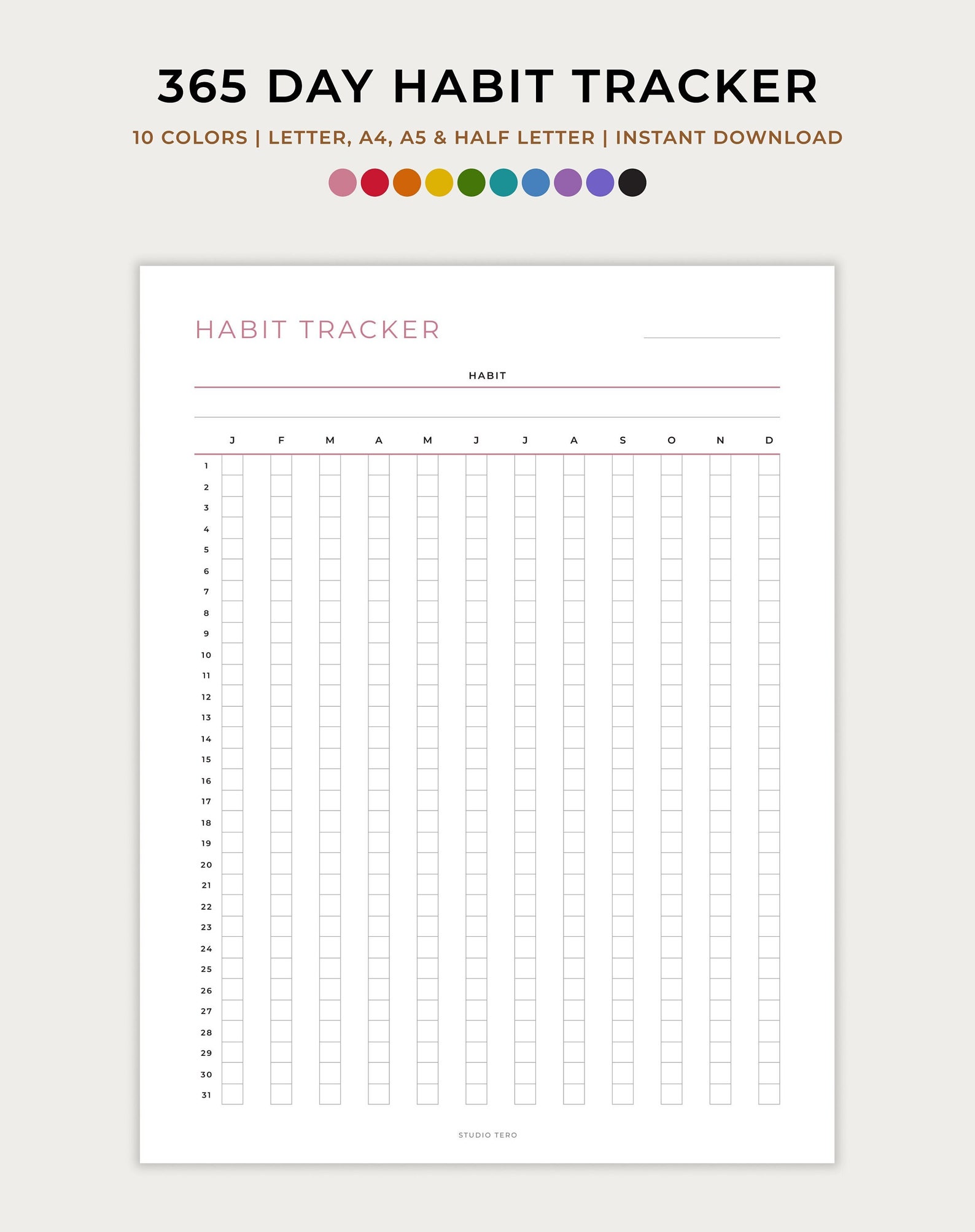 365 Day Habit Tracker, Yearly Habit Tracker, Habit Forming, Goal ...